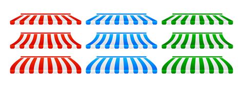 캐노피 컬렉션 쇼핑하기 카페 차양 상점 차양 또는 지붕은 다른 색상과 디자인으로 설정됩니다 벡터 그림입니다 상점에 대한 스톡 벡터 아트 및 기타 이미지 Istock