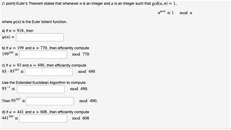 Solved Point Euler S Theorem States That Whenever N Is Chegg