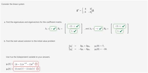 Solved Consider The Linear System Y Y A Find The Chegg