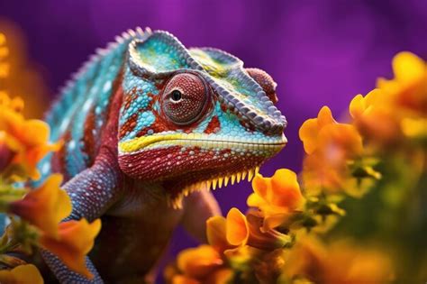 Premium Ai Image A Colorful Lizard On A Flower