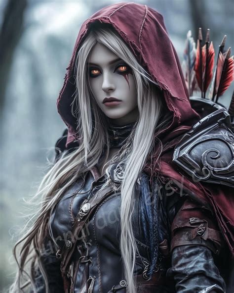 Sylvanas Windrunner Fantasy Portrait Digital Print Download Ai
