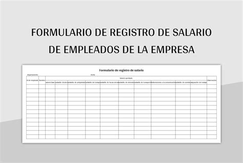 Plantilla De Excel Formulario De Registro De Salario De Empleados De La