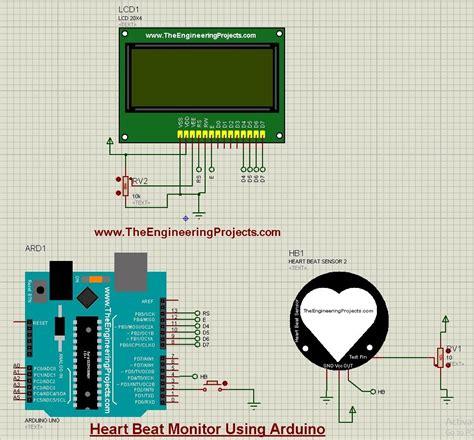 Heart Beat Monitor Using Arduino In Proteus The Engineering Projects