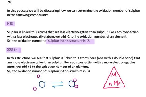 Solved Describe How To Determine The Oxidation Number Of Sulfur In A H2 S And B So3 2