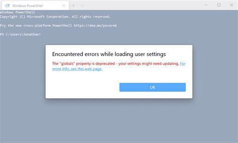 Windows Terminal Encountered Errors While Loading User Settings