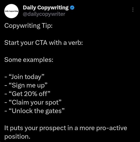 How To Start Your Cta With A Verb Daily Copywriting Posted On The