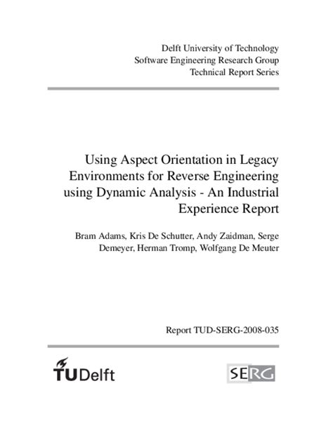 Pdf Using Aspect Orientation In Legacy Environments For Reverse Engineering Using Dynamic