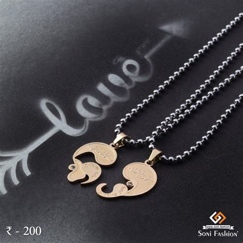 Couple Chain Pendant Set Stainless Steel Valentine Day Friendship