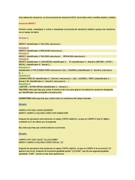 Manejo De Cadenas En Cobol Pdf Cadena Informática Ascii