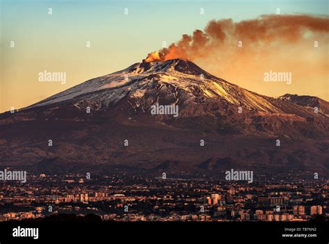 Sicilian Volcano Catania Mount Etna Volcano And Catania Sicily Italy