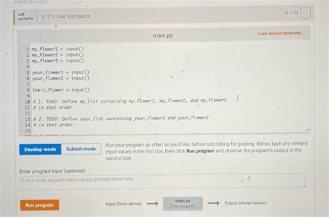 solved 3 12 lab list basics given the user inputs complete