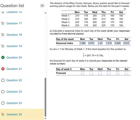 solved question list question 10 x question 17 x