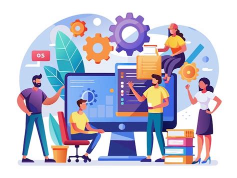 Team Of Developers Debugging Software Bug On Computer Screen Vector Art Premium Ai Generated Image