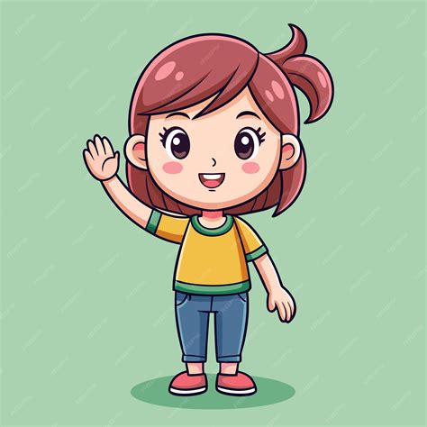 Una Chica Divertida Saludando Hola Ilustración Vectorial De Dibujos