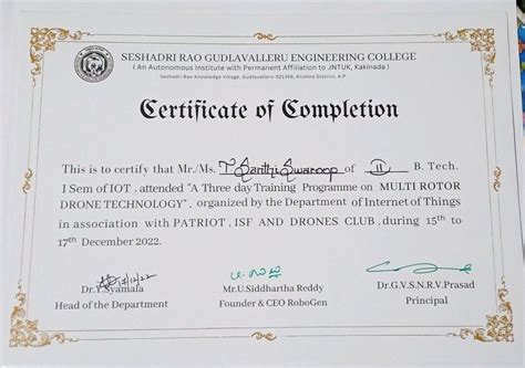 Santhi Swaroop Tirumalasetti On Linkedin Iam Very Happy To Say That I Am A Drone Club Exicutive