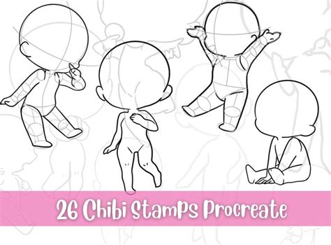 Chibi Stamps Procreate Chibi Poses Procreate Procreate Anime Procreate Figure Stamps