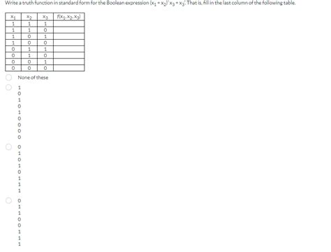 Solved Write A Truth Function In Standard Form For The