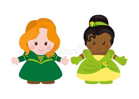 Set Of Princesses In Evening Gowns Isolated Vector Stock Vector
