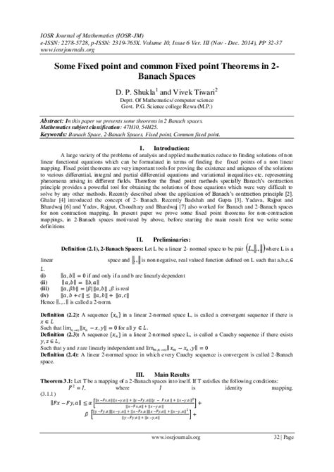Pdf Some Fixed Point And Common Fixed Point Theorems In 2 Banach