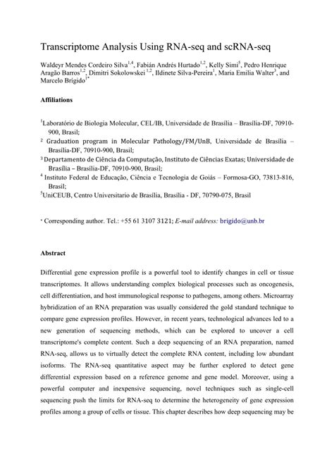 Pdf Transcriptome Analysis Using Rna Seq And Scrna Seq