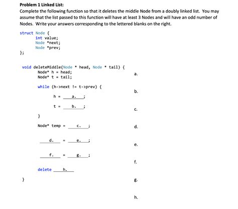 Solved Roblem 1 Linked List Complete The Following Function