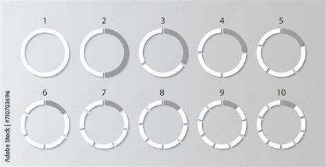 Set Schemes With Sectors Circular Chart Piechart With Segments And Slices Round Structure