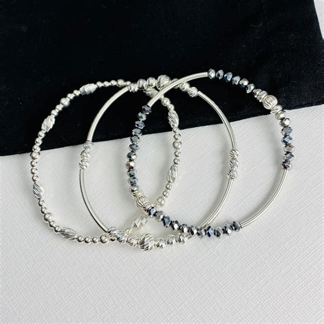 Silver Bracelet Stack Stacking Set Bracelet Stacks Sterling