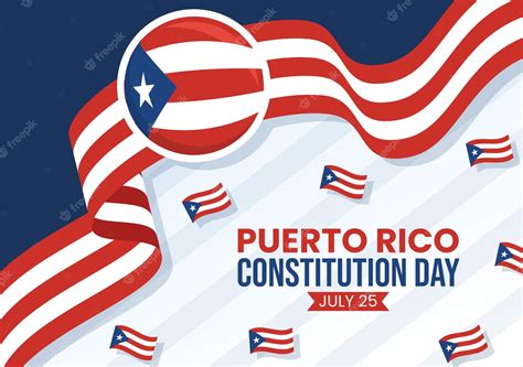 Feliz Día De La Constitución De Puerto Rico Ilustración Vectorial Con
