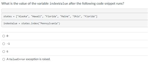 Solved What Is The Value Of The Variable Indexvalue After