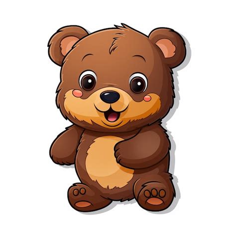 Desenho Animado Engraçado Bebê Urso Sentado Foto Premium