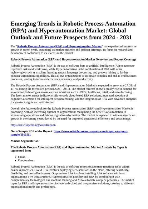 Reportprime Emerging Trends In Robotic Process Automation Rpa And Hyperautomation Market