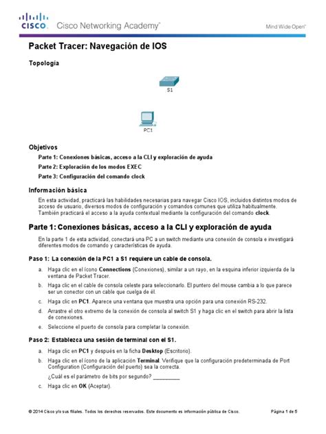 2 1 4 8 Packet Tracer Navigating The Ios Instructions Pdf Interfaz De Línea De Comando