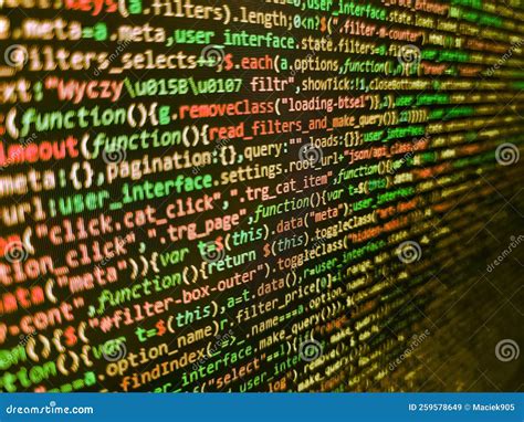 Close Up Of Computer Web Page Code Inside Of Html File Developer Working On Source Codes On