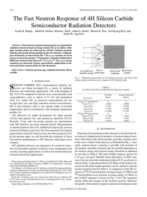 Pdf The Fast Neutron Response Of 4h Silicon Carbide Semiconductor