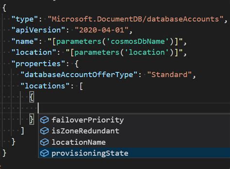 schema for microsoft documentdb databaseaccounts includes the read only