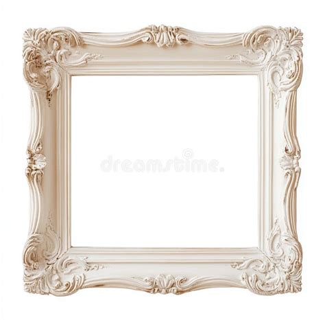 An Old Fashioned White Frame With A Classical Design Featuring A Textured Rectangular Shape