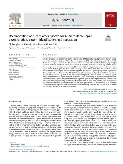 Pdf Decomposition Of Higher Order Spectra For Blind Multiple Input Deconvolution Pattern