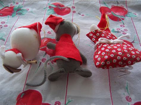 Mice Flocked Mice Ornaments Etsy