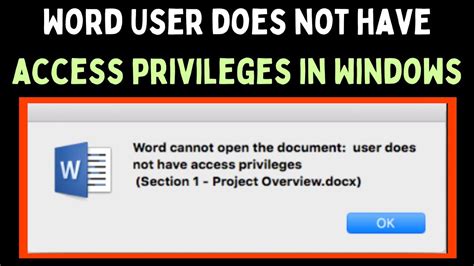 How To Fix Word User Does Not Have Access Privileges In Windows 11