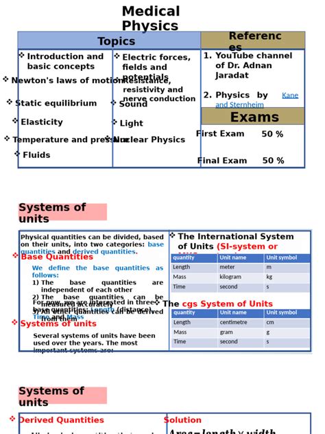 Medical Physics 1 Pdf International System Of Units Cartesian Coordinate System