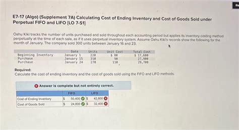 Solved E7 17 Algo Supplement 7A Calculating Cost Of Chegg Com