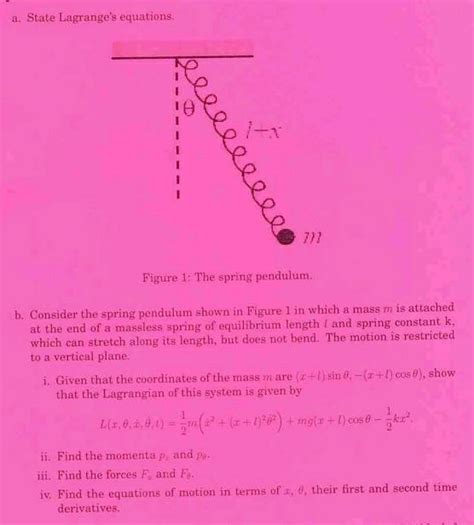 A State Lagrange S Equations Figure 1 The Spring Chegg Com