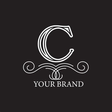 흑백 C 로고 디자인 템플릿 프리미엄 벡터