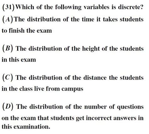 Solved Which Of The Following Variables Is Discrete Chegg