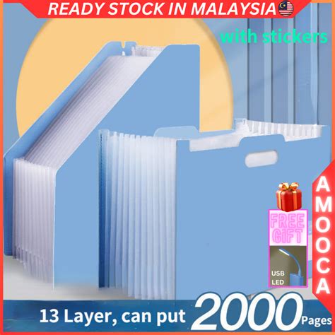 Accordion Expanding File Folder 13 Multilayer Extra Thick A4 Compartment Documents Organiser