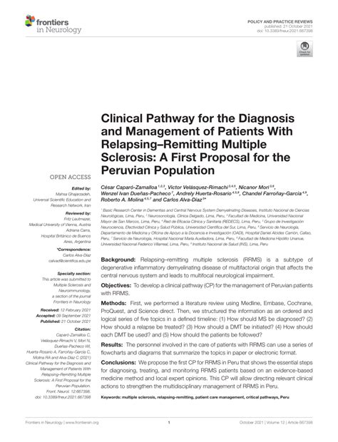 Pdf Clinical Pathway For The Diagnosis And Management Of Patients With Relapsingremitting