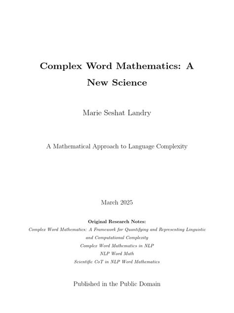 Complex Word Mathematics In Nlp Pdf Artificial Intelligence Intelligence Ai And Semantics