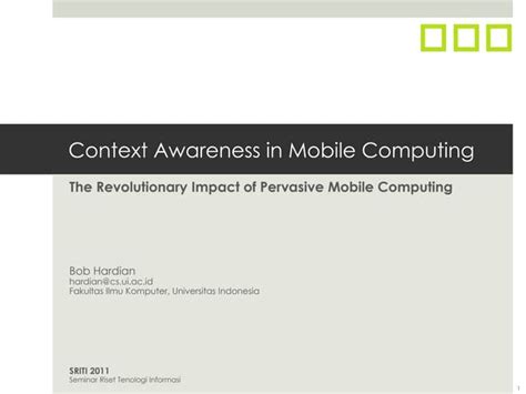 Context Awareness In Mobile Computing Ppt Computer Software And