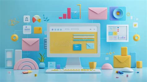 A Computer Monitor Displays A Colorful Array Of Emails And Other