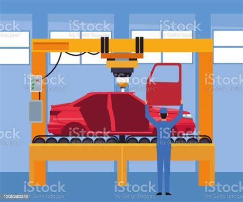 자동차 수리점 풍경 과 자동차 해제 및 정비사 들고 자동차 문 건강 진단에 대한 스톡 벡터 아트 및 기타 이미지 건강 진단 건강관리와 의술 공학 Istock